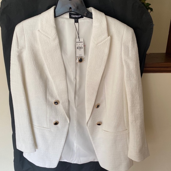 Express | Jackets & Coats | Nwt White Tweed Blazer | Poshmark